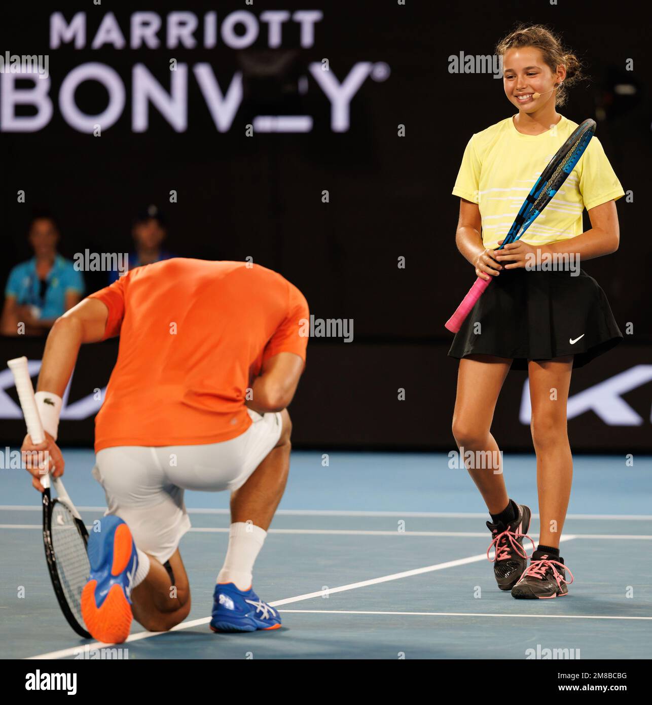 Melbourne, Australia. 13th Jan, 2023. 10 year old Ana Maric celebrates ...