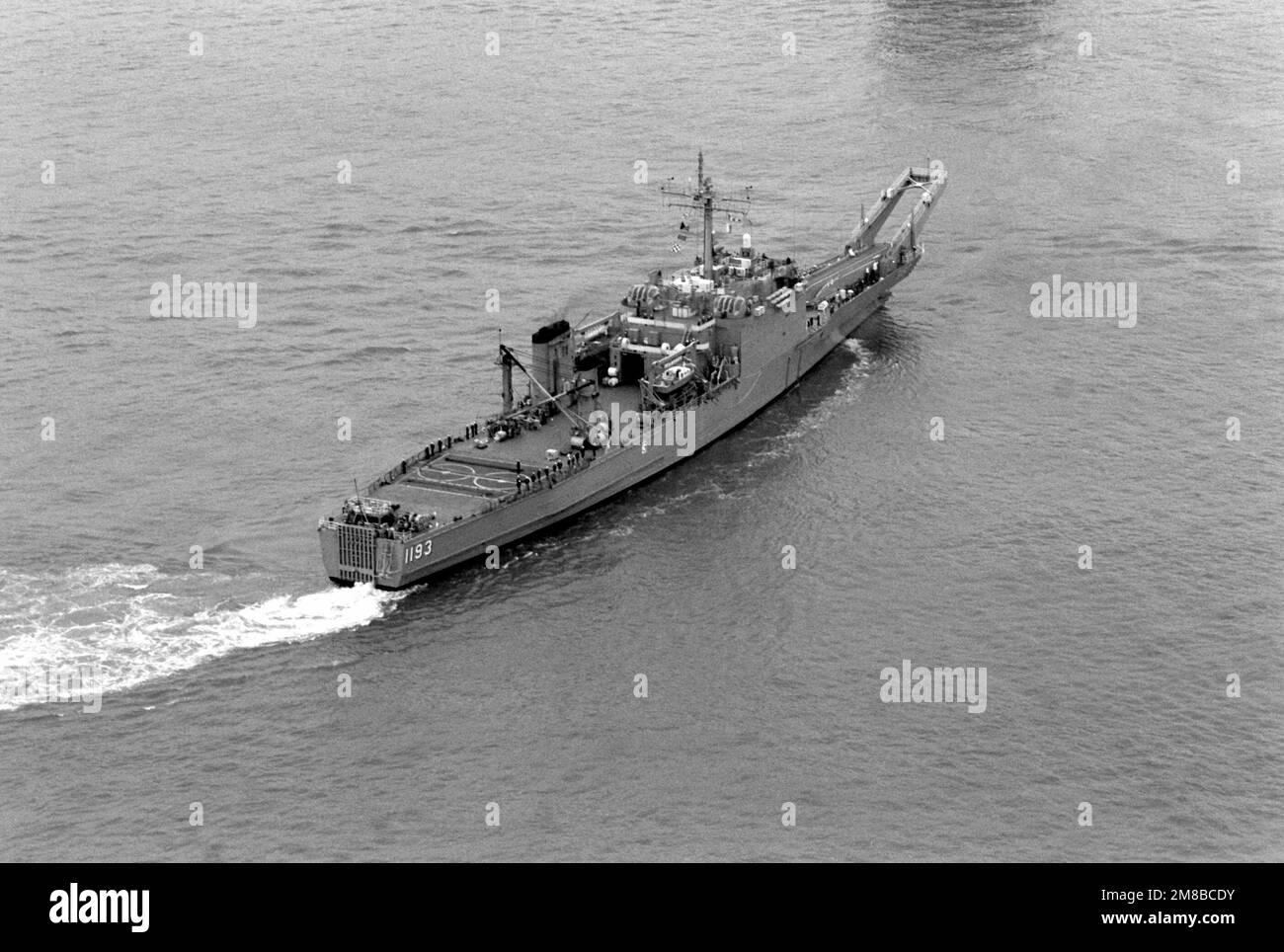 The tank landing ship USS FAIRFAX COUNTY (LST 1193) takes part in the ...