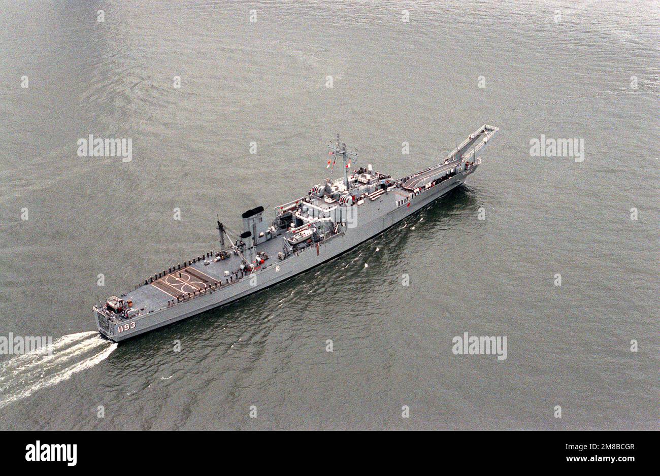 A starboard quarter view of the tank landing ship USS FAIRFAX COUNTY ...