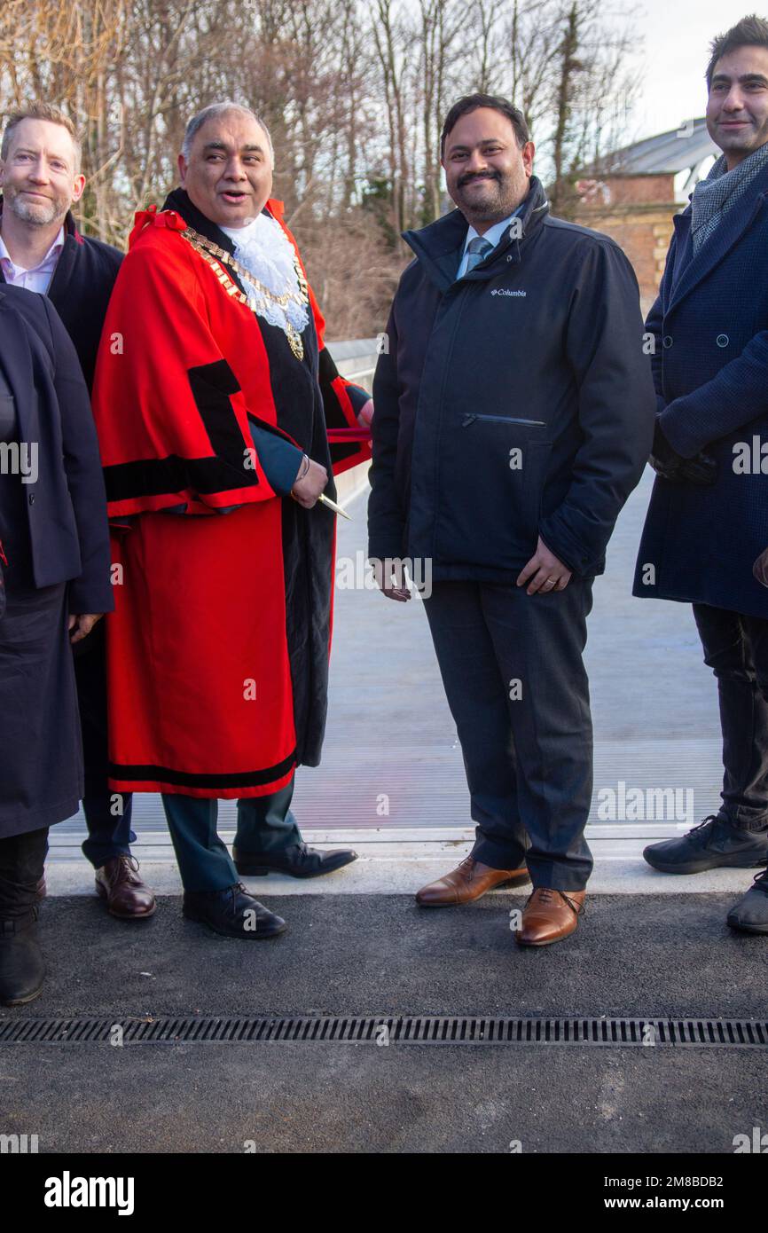 London, UK. 13th Jan, 2023. Dukes Meadows Bridge Opens Improved Thames ...