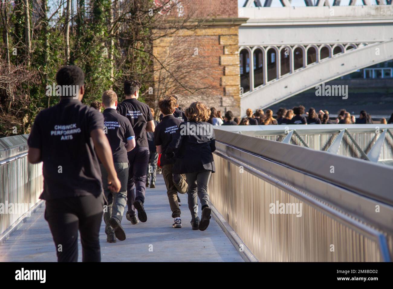 London, UK. 13th Jan, 2023. Dukes Meadows Bridge Opens Improved Thames ...