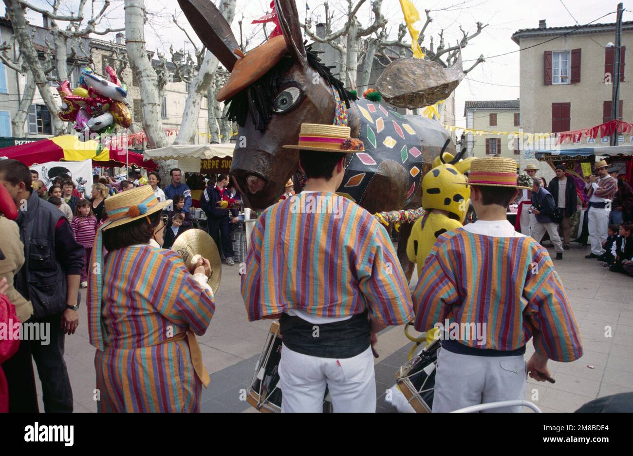 Parade of the donkey festival in Gonfaron Var Provence village wher ...