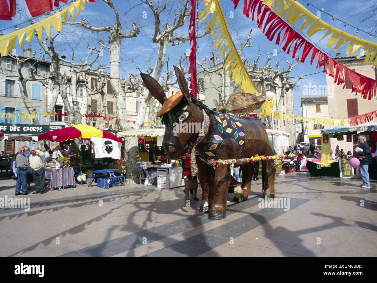 Parade of the donkey festival in Gonfaron Var Provence village wher ...