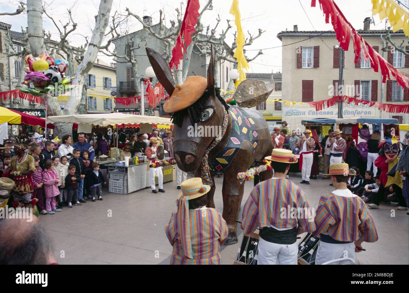 Parade of the donkey festival in Gonfaron Var Provence village wher ...