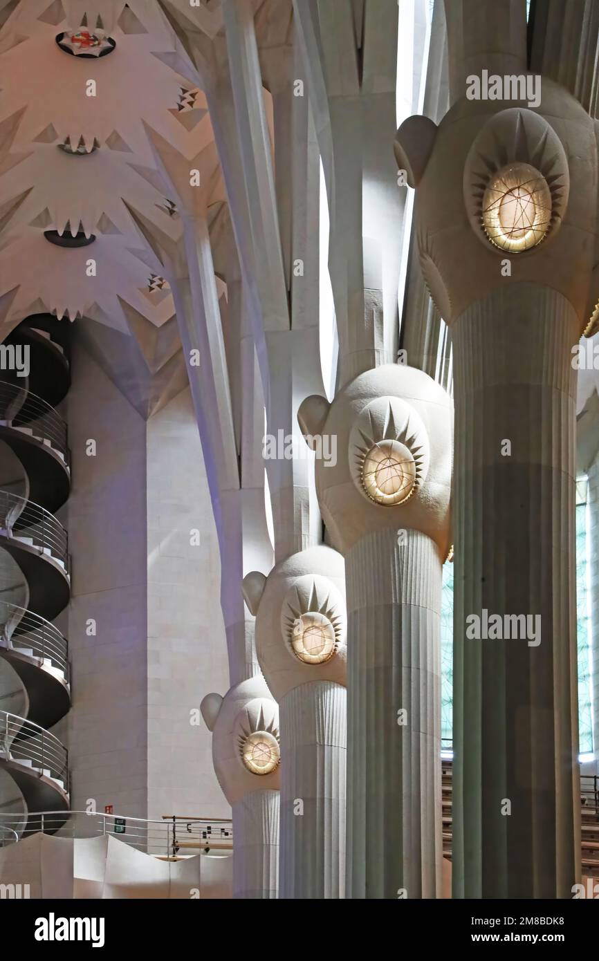 Columns in Sagrada Familia cathedral by Gaudi, Barcelona Stock Photo ...