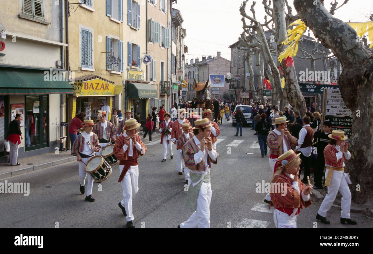 Parade of the donkey festival in Gonfaron Var Provence village wher ...