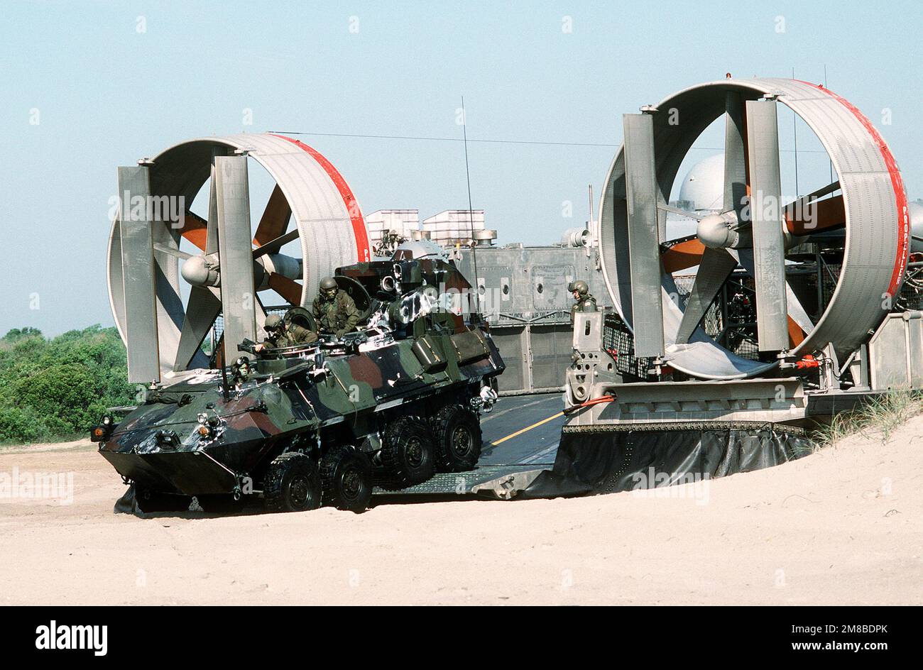 Marine Corps Base. An LAV-25 Light Armored Vehicle (LAV) is driven down ...