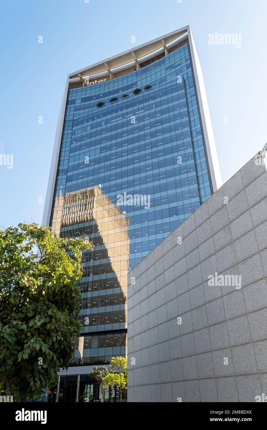 A vertical of the fully digital Inter bank's modern and tall ...