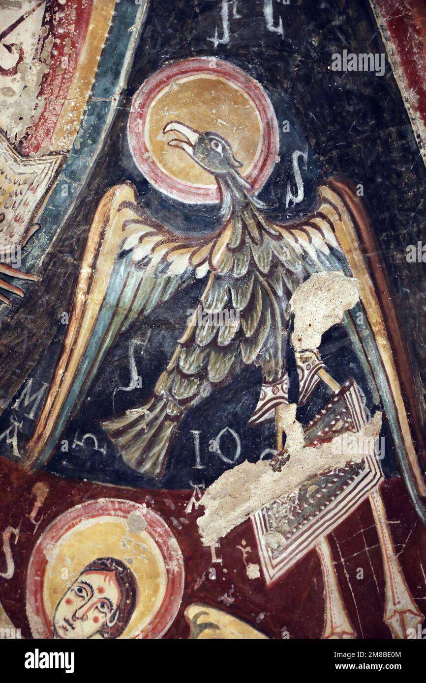John the Apostle represented as an eagle on a medieval fresco. From ...