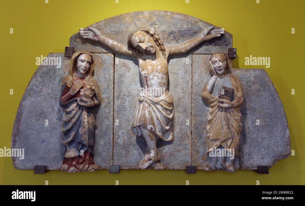 Medieval statue of Christ in museum of Girona, Spain Stock Photo - Alamy