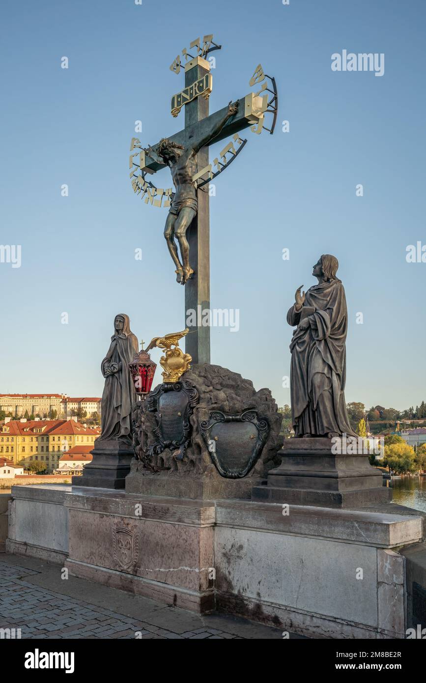 Statuary of the Holy Crucifix and Calvary at Charles Bridge - Prague ...
