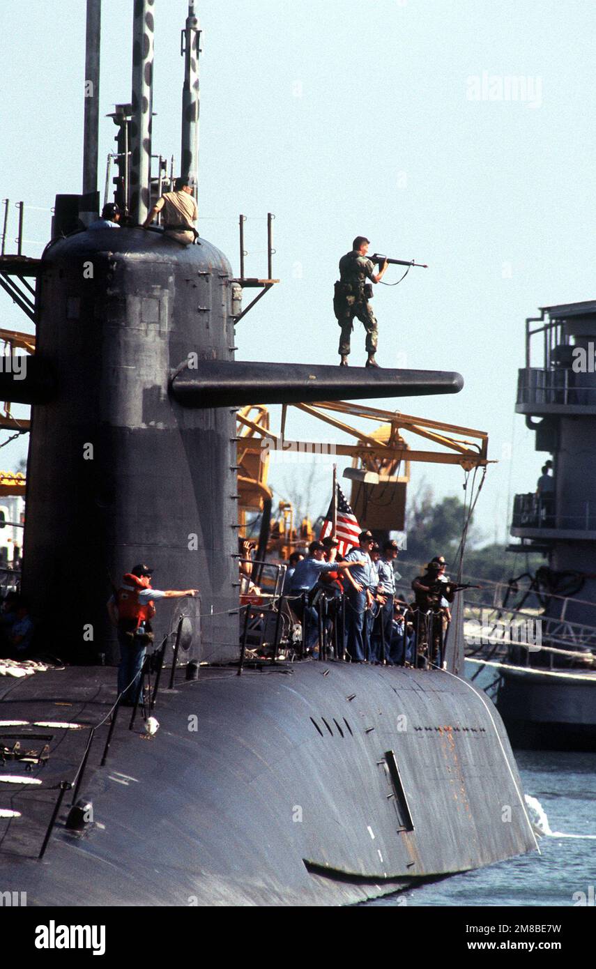 A member of Marine Detachment Security Group 6, part of a Fleet Anti ...