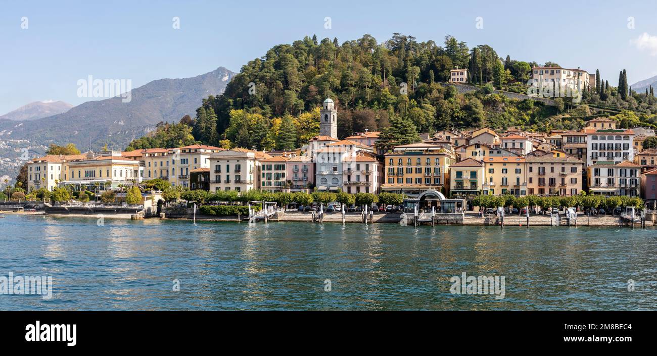 panoramic view from the lake of the lakefront at bellagio on lake como ...