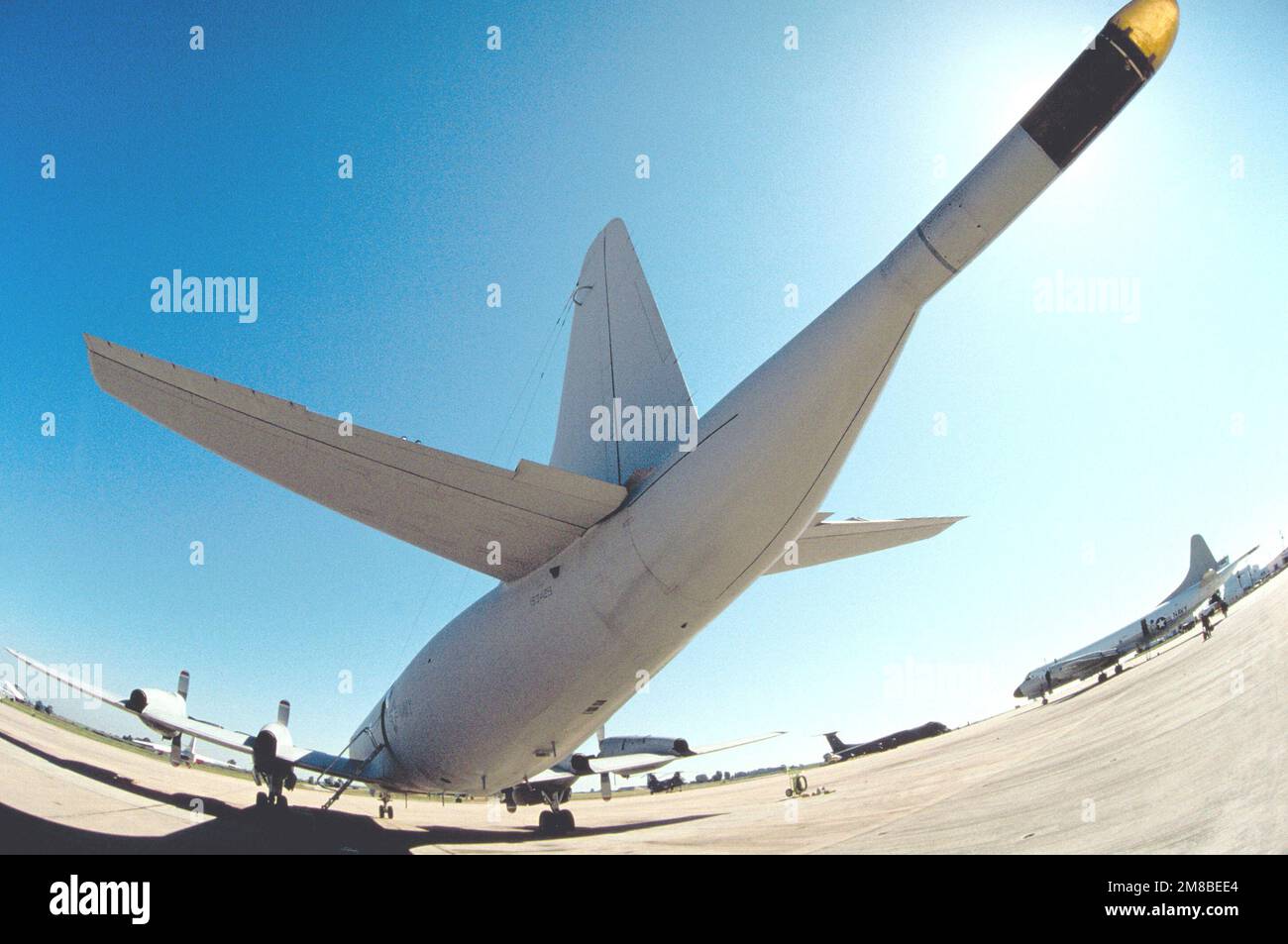 A left rear fisheye view of a P-3B Orion aircraft of Naval Air Reserve ...