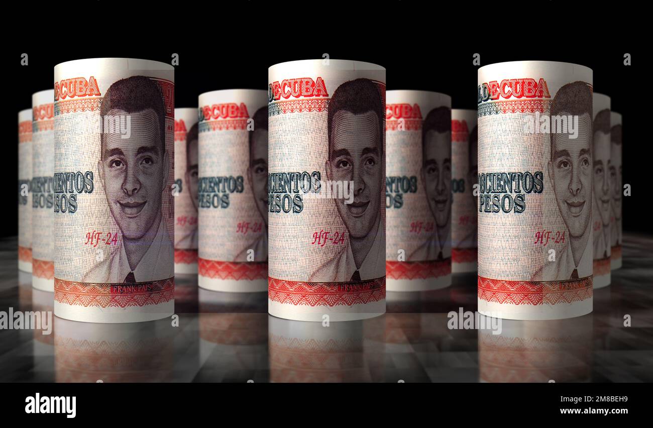 Cuba money Cuban Peso money roll 3d illustration. 200 CUP banknote ...