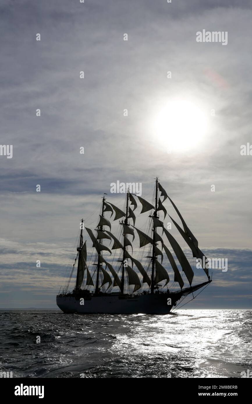 Peruvian Navy tall ship BAP Union at the start of the Sail Boston race ...