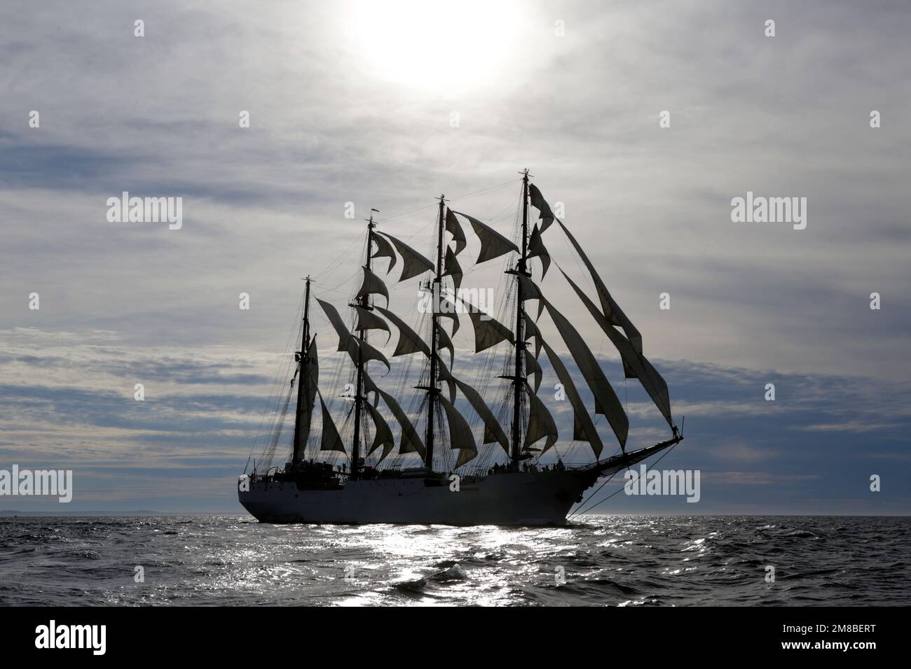 Peruvian Navy tall ship BAP Union at the start of the Sail Boston race ...