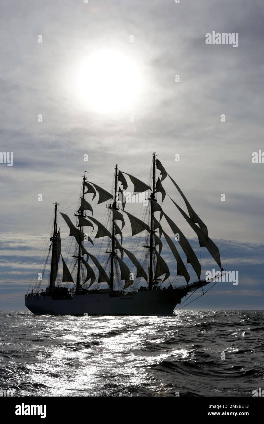 Peruvian Navy tall ship BAP Union at the start of the Sail Boston race ...