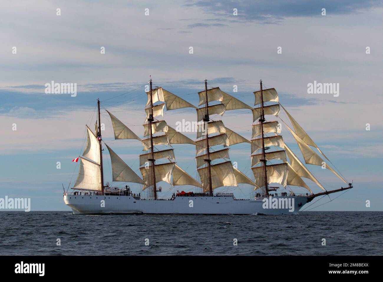 Peruvian Navy tall ship BAP Union at the start of the Sail Boston race ...