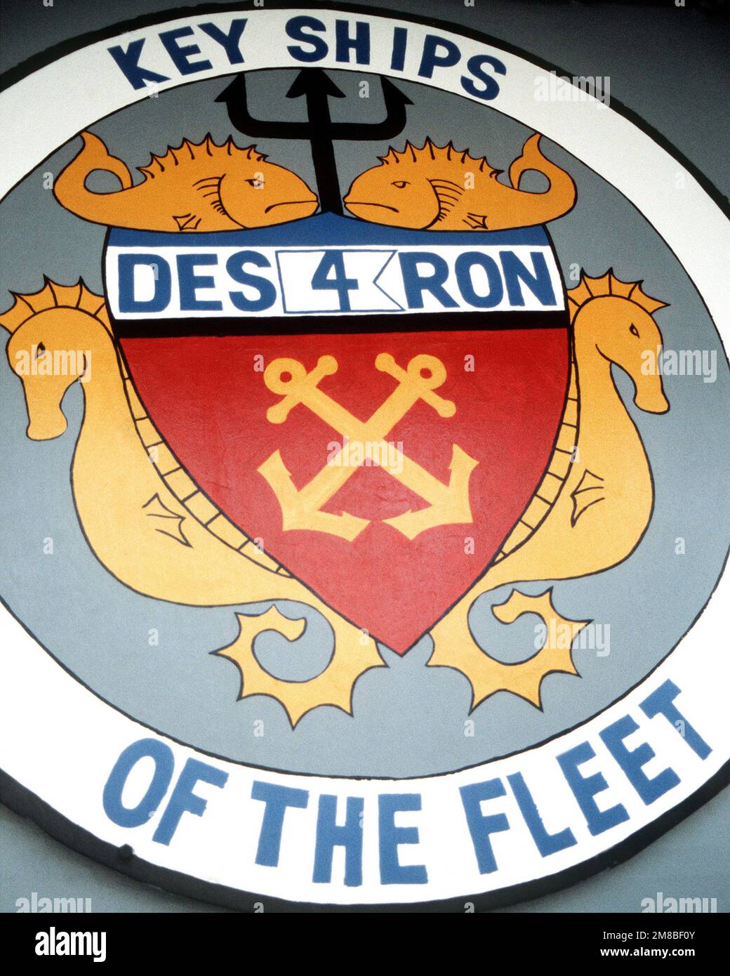 A close-up view of the Destroyer Squadron 4 (DESRON-4) emblem on the ...