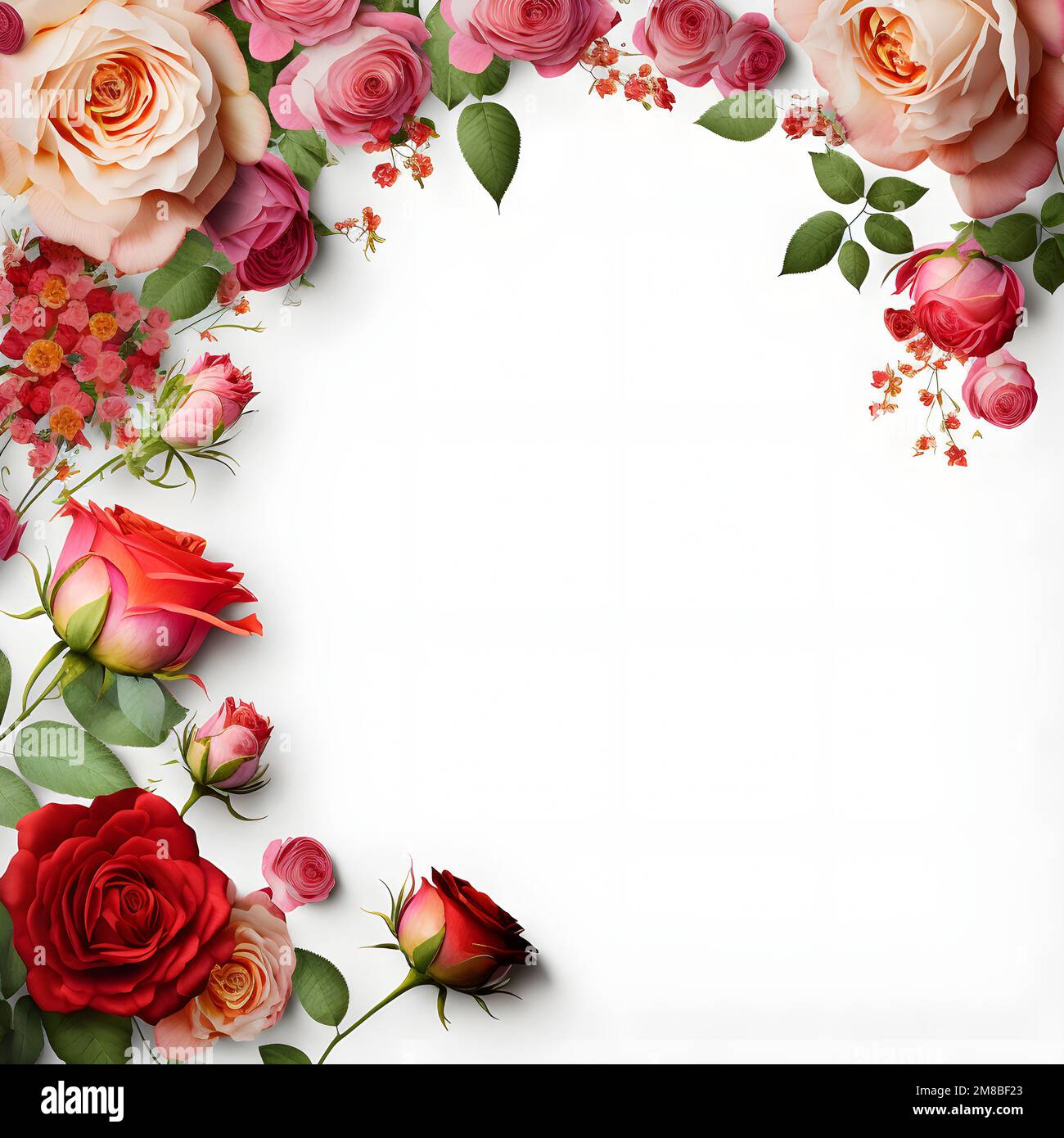 A stunning image featuring a red and pink rose flower with a blank ...