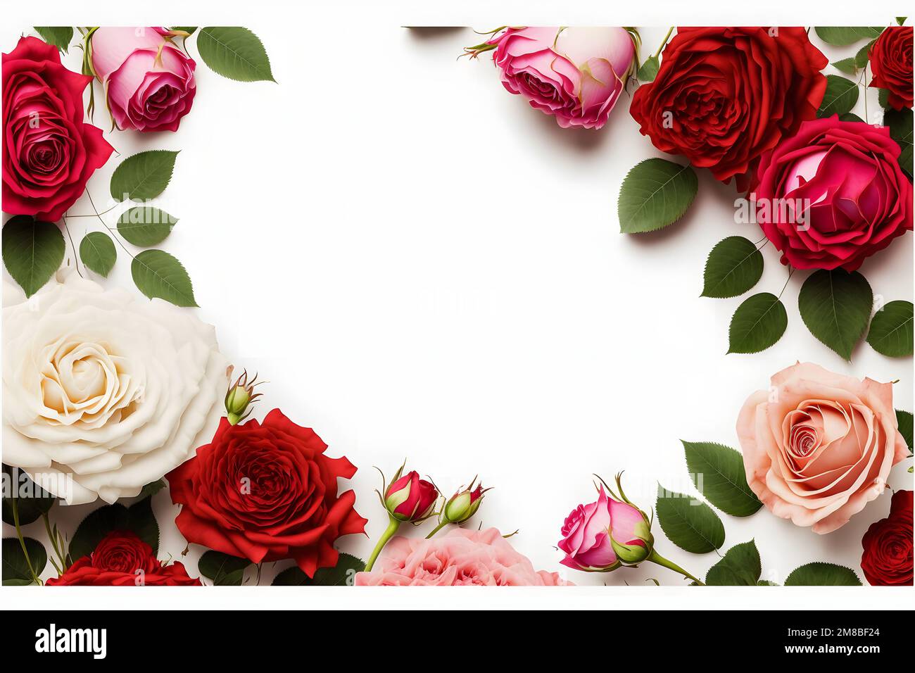 A stunning image featuring a red and pink rose flower with a blank ...