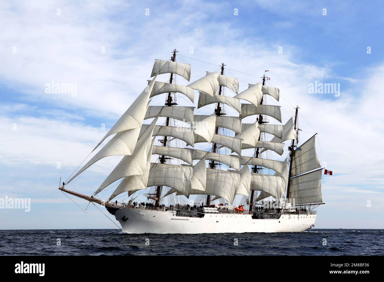 Peruvian Navy tall ship BAP Union at the start of the Sail Boston race ...