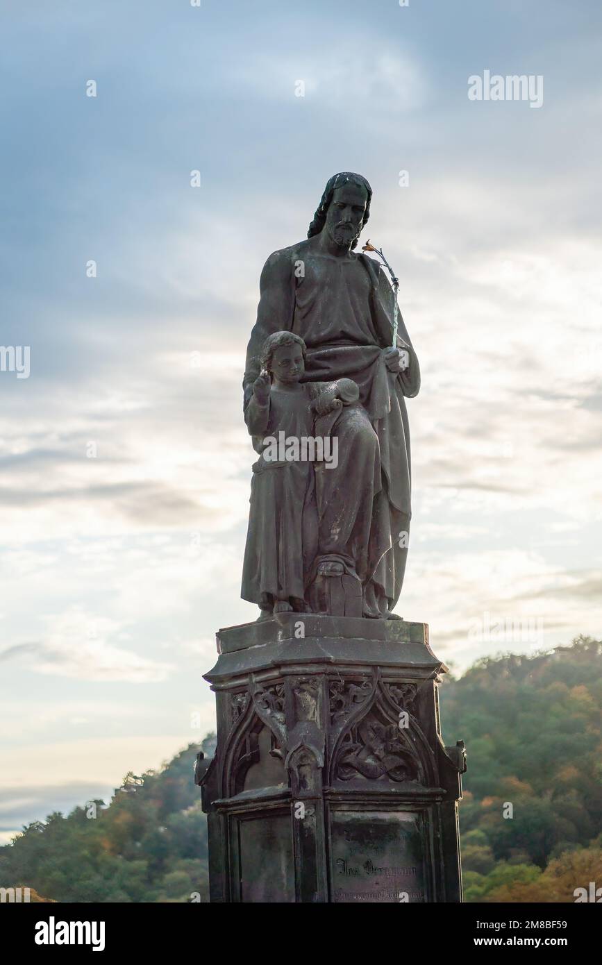 Statue of Saint Joseph at Charles Bridge - Prague, Czech Republic Stock ...