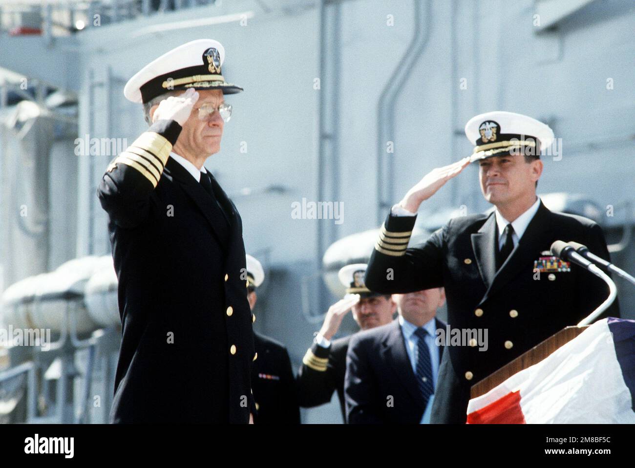 Admiral Leon A. Edney, Vice CHIEF of Naval Operations, salutes during ...