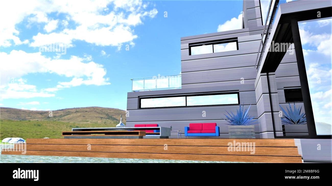 A cozy compact seating area with colorful sofas and a designer table ...