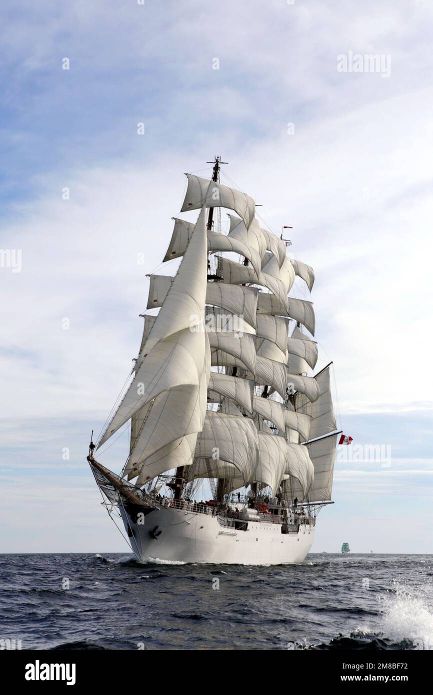 Peruvian Navy tall ship BAP Union at the start of the Sail Boston race ...
