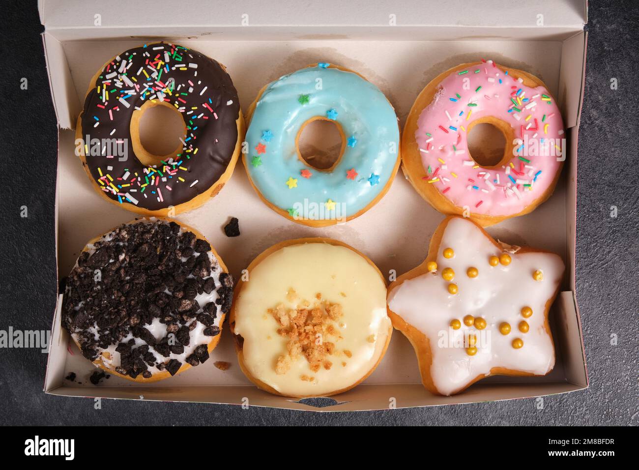 box with a variety of donuts Stock Photo - Alamy