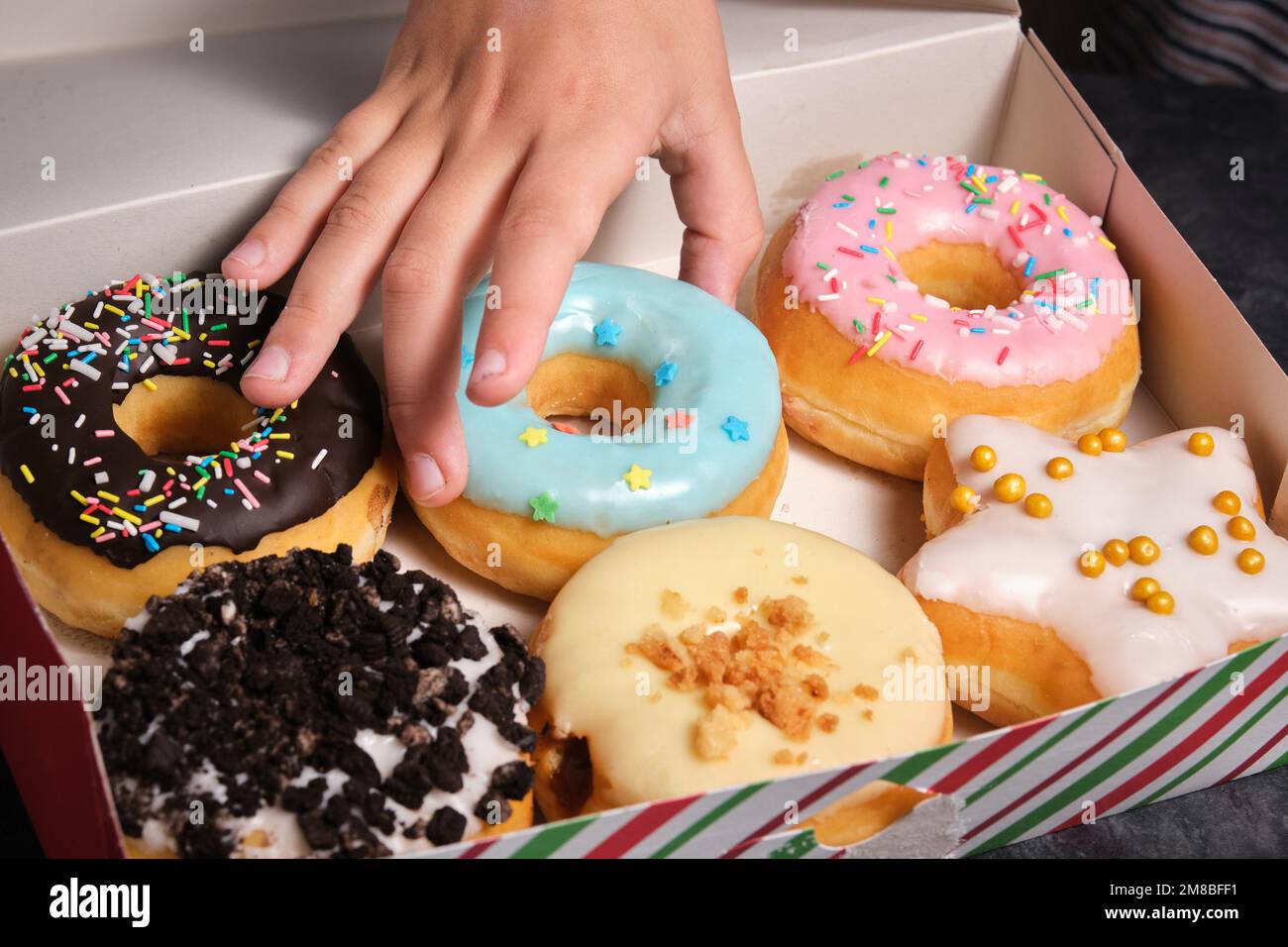 box with a variety of donuts Stock Photo - Alamy