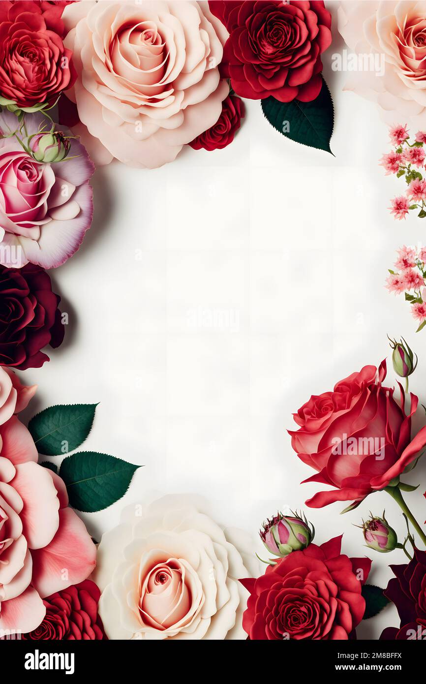 A stunning image featuring a red and pink rose flower with a blank ...