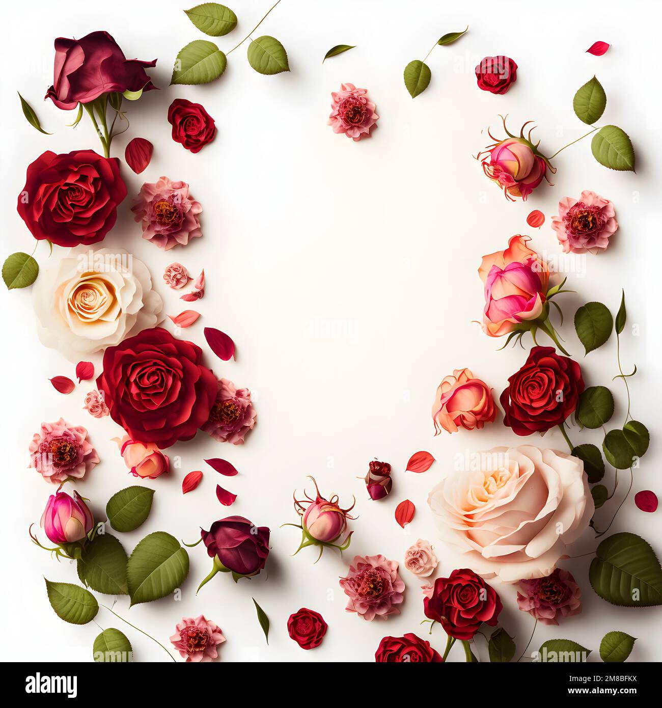 A stunning image featuring a red and pink rose flower with a blank ...