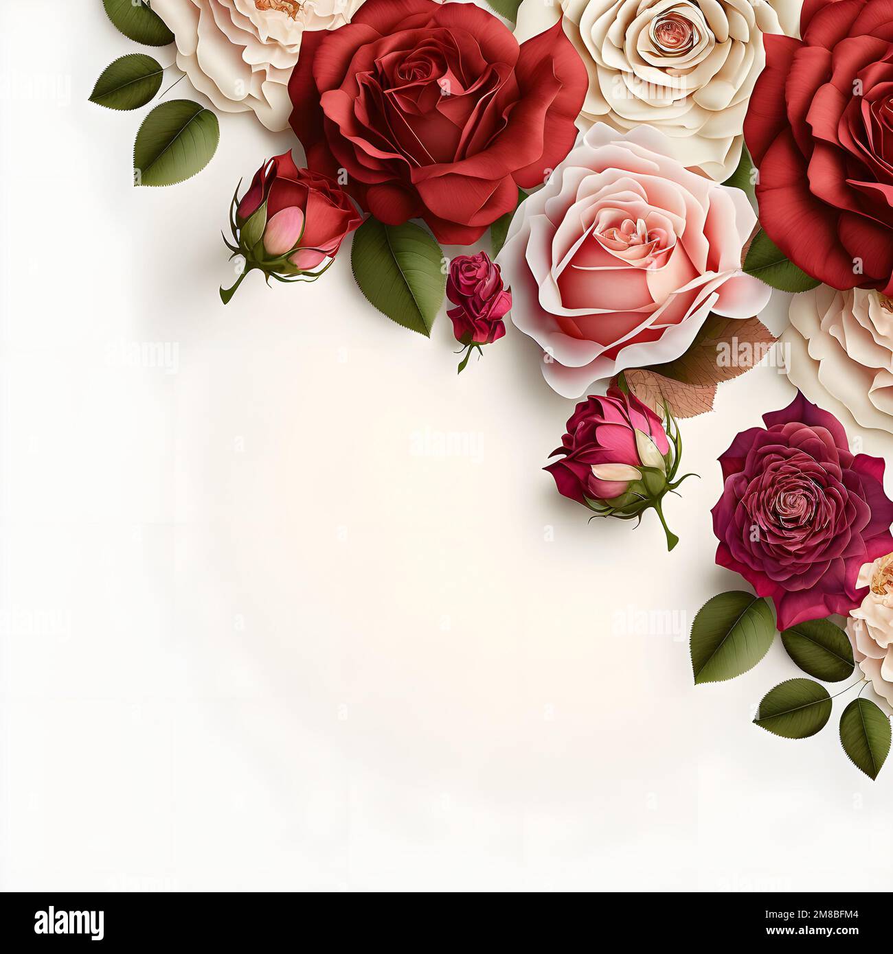 A stunning image featuring a red and pink rose flower with a blank ...