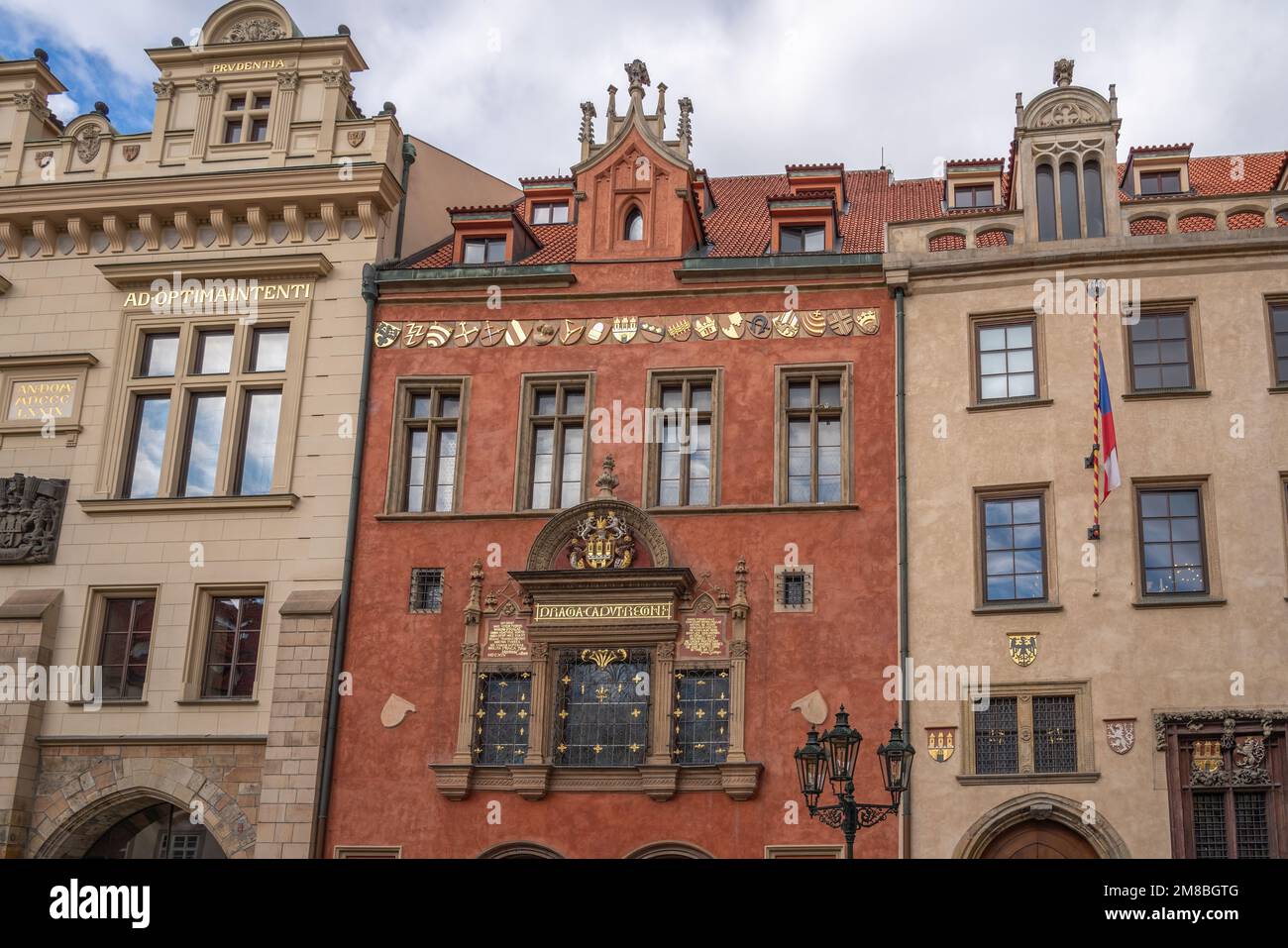 Old Town Hall West house facade at Old Town Square - Prague, Czech ...
