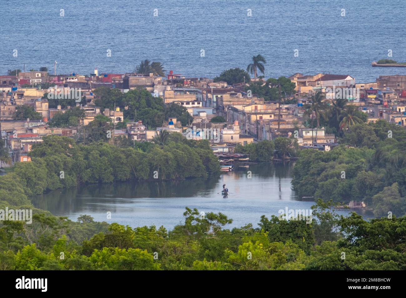 An aerial shot of the Yumuri valley landscape with a river view ...