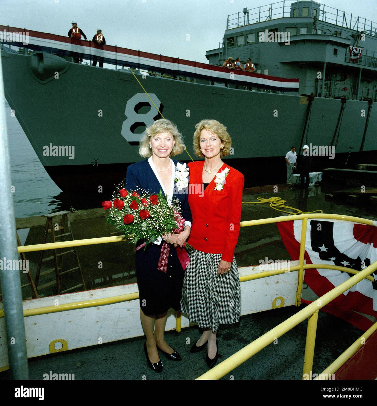 Mrs. Linda L. Hogan, ship's sponsor and Penny Rhodes, matron of honor ...