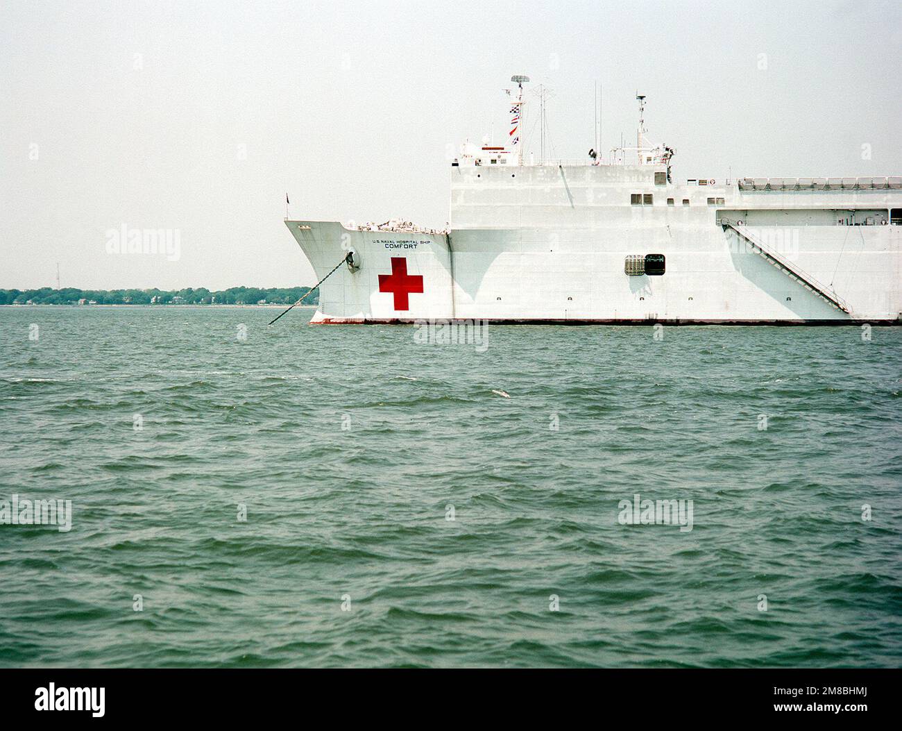 A port view of the forward section of the hospital ship USNS COMFORT (T ...
