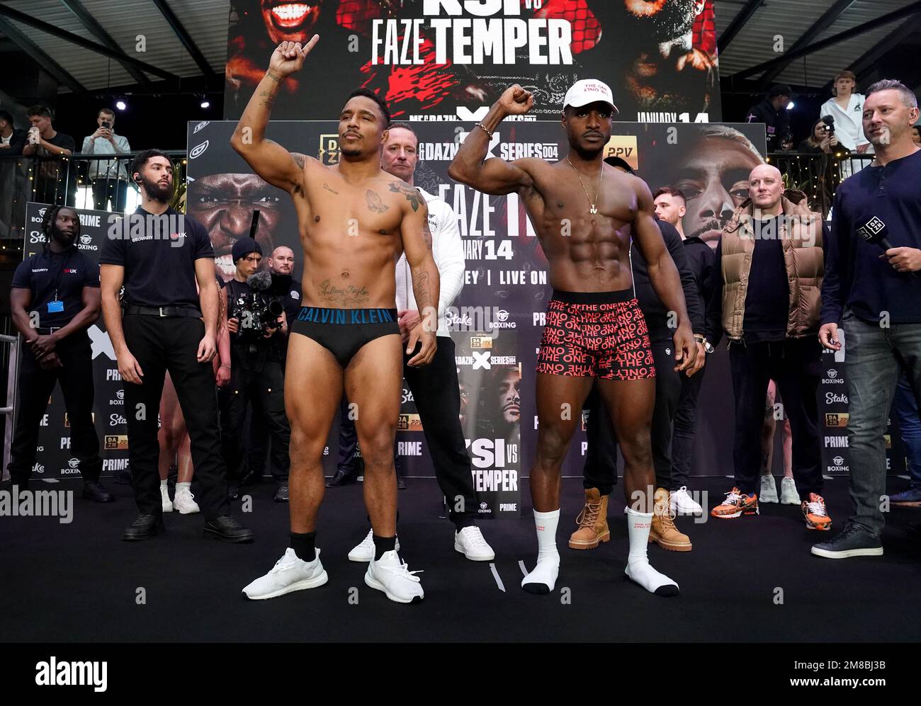 Anthony Taylor (left) and Idris Virgo during the weigh-in at BOXPARK Wembley, London. Picture ...