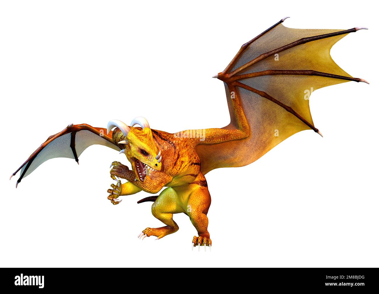 3D rendering of a fantasy dragon isolated on white background Stock ...