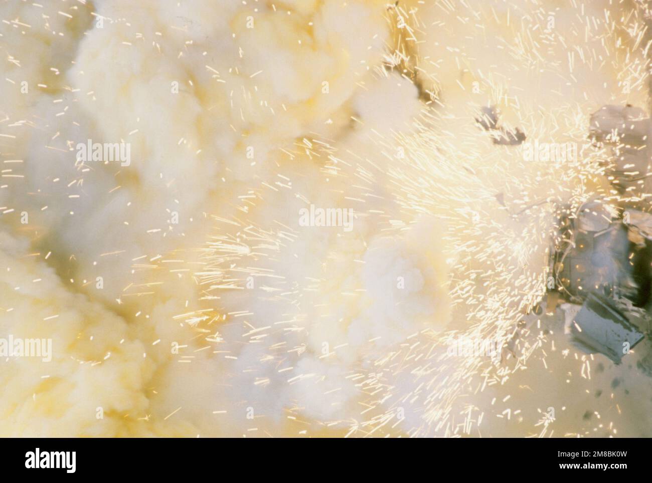 Flexible linear shaped charges, used for cutting, explode on the tail ...