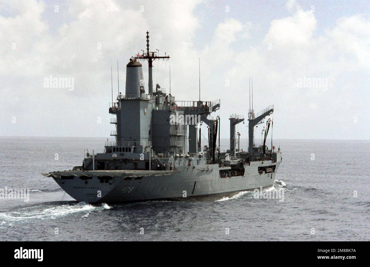 A starboard quarter view of the fleet oiler USS MONONGAHELA (AO 178 ...