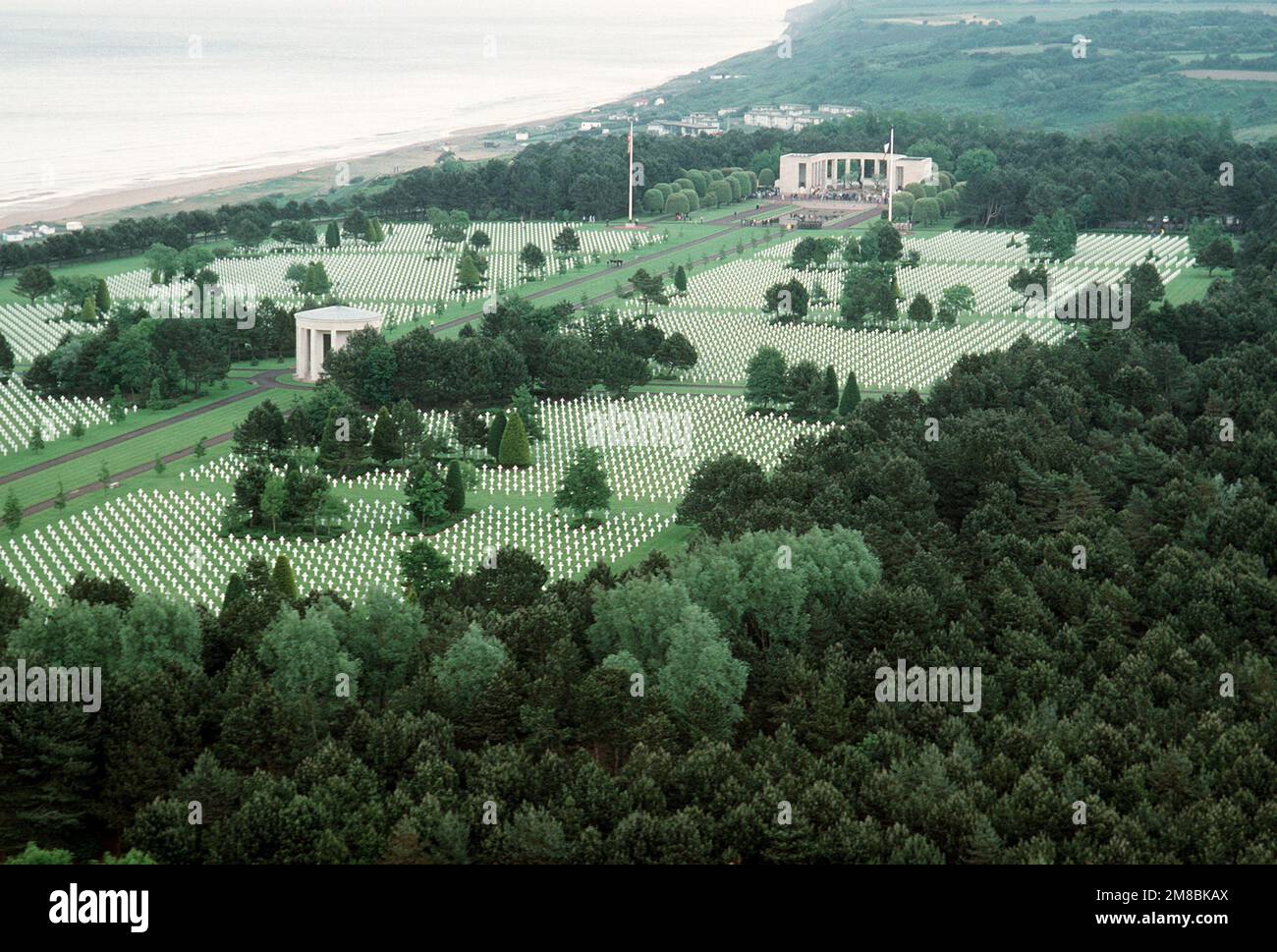 A view of the Normandy American Cemetery. The cemetery overlooks Omaha ...