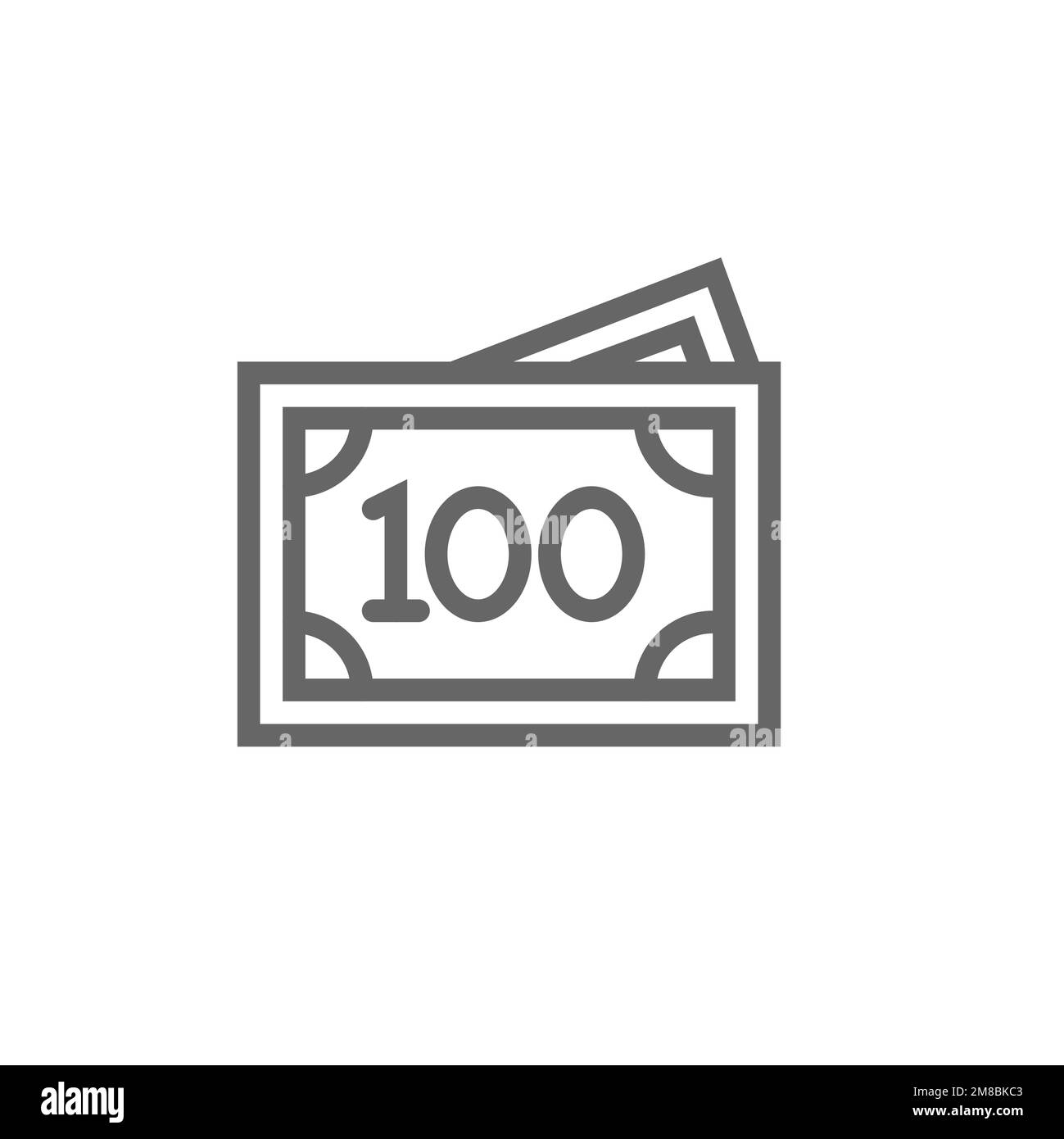 $100 line icon. Graphic resource template, vector illustration Stock ...