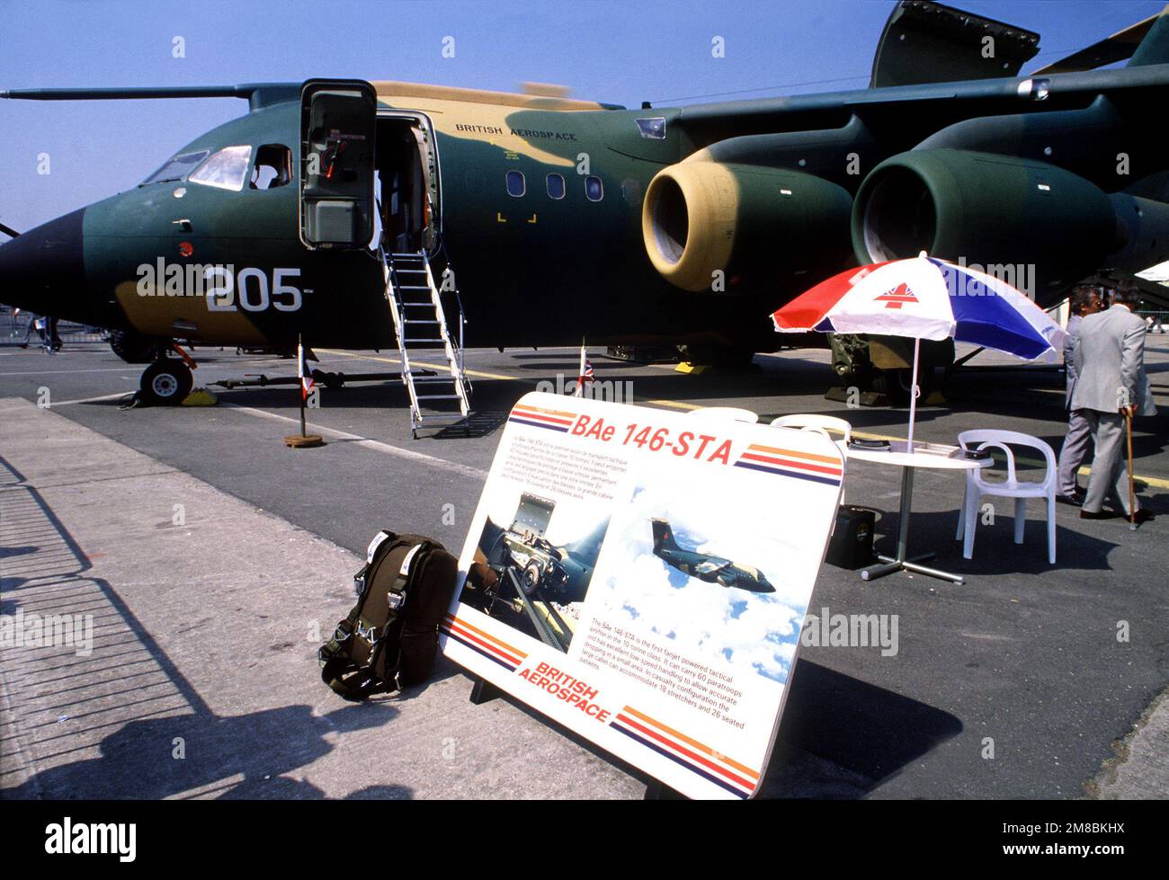 A British BAe-146-STA aircraft is open for visitors at the 38th Paris International Air and ...