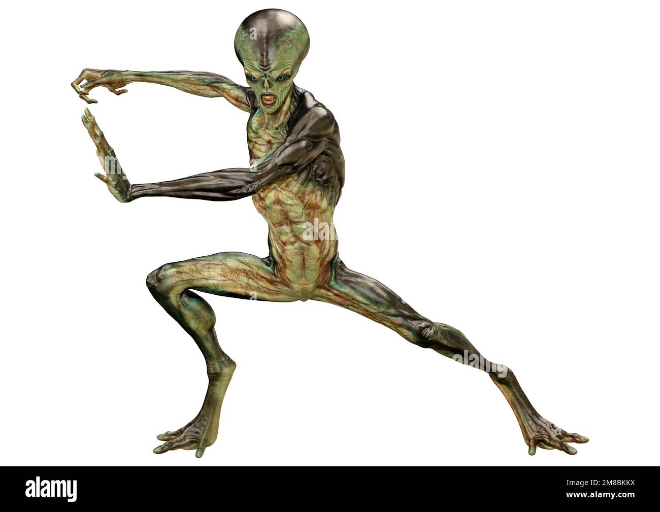 3D rendering of a green alien isolated on white background Stock Photo ...
