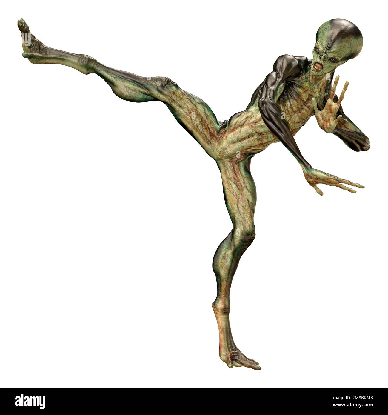 3D rendering of a green alien isolated on white background Stock Photo ...