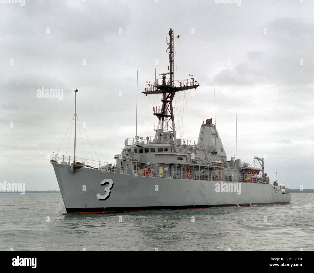 A port bow view of the mine countermeasures ship USS SENTRY (MCM-3). Base: Lake Michigan Country ...